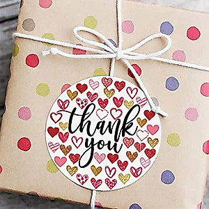 500 Pcs Thank You Stickers Roll- 1.5 inch Circle Self Adhesive 2 Designs Kaleidoscope Thank You Label Stickers for Bags Envelopes Boxes Bubble Mailers Seals