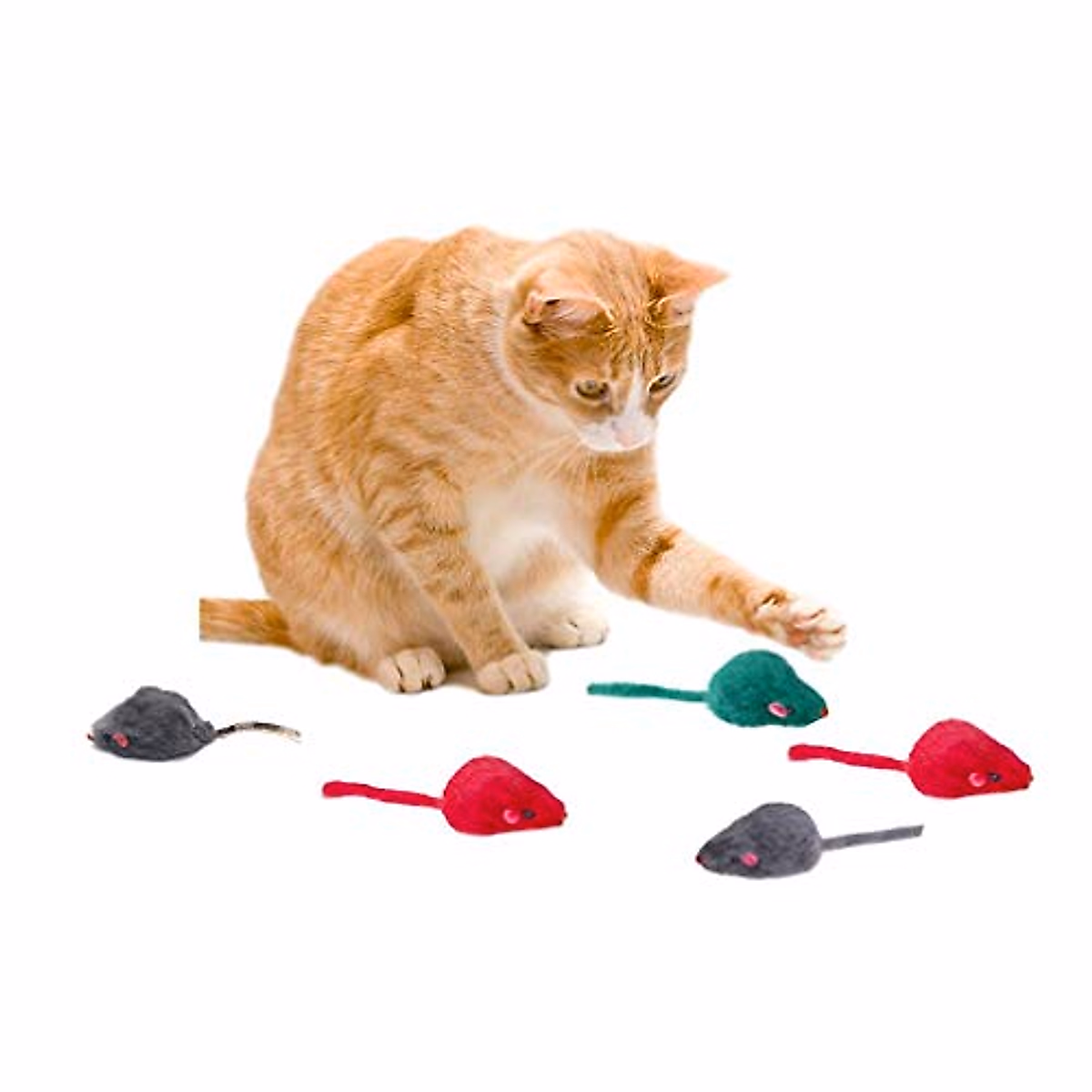 Kissmi 20 Pack Furry Cat Toys Mice Rattle Mice Cat Catcher Assorted Color