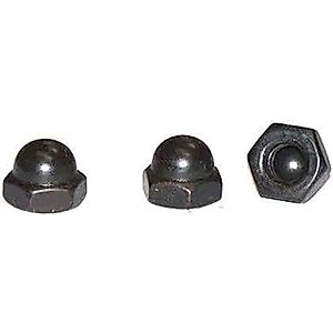 1/4-20 Acorn Cap Hex Nuts Black Oxide (Carton: 100 pcs) Closed End Low Crown Steel Smooth Rounded Cover