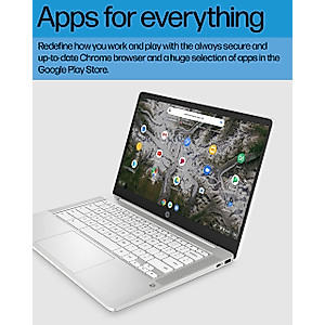 HP Chromebook 14" Laptop, Intel Celeron N4120 Processor, Intel UHD 600 Graphics, 4 GB RAM, 64 GB SSD, Chrome OS (14a-na0240nr, Ceramic White)