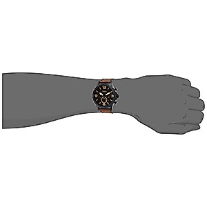Fossil Men's Nate Quartz Stainless Steel and Leather Chronograph Watch, Color: Black, Dark Brown (Model: JR1487)
