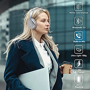 Srhythm NC35 Noise Cancelling Headphones Real Over Ear Wireless Lightweight Durable Foldable Bluetooth Headset Bundles with Comfortable&Soft Sleep Mask with Adjustable Strap to Block Light
