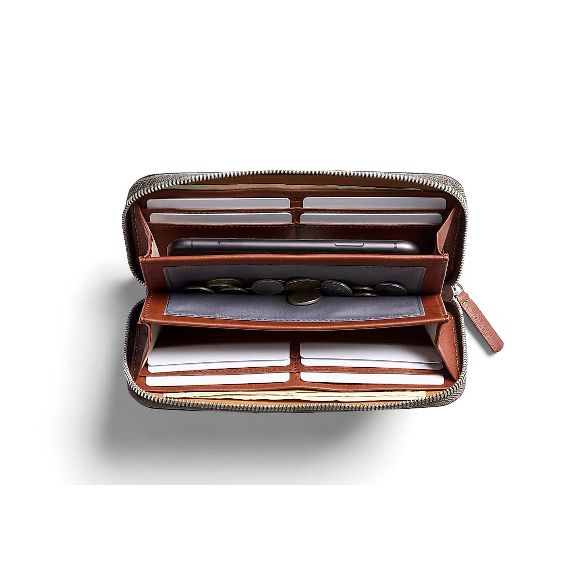 Bellroy Folio (Premium Leather Coin Purse, Zipper Closure, RFID Protection, Holds 10-14 Cards, Flat Note Section, Magnetic Coin Pouch) - Ocean