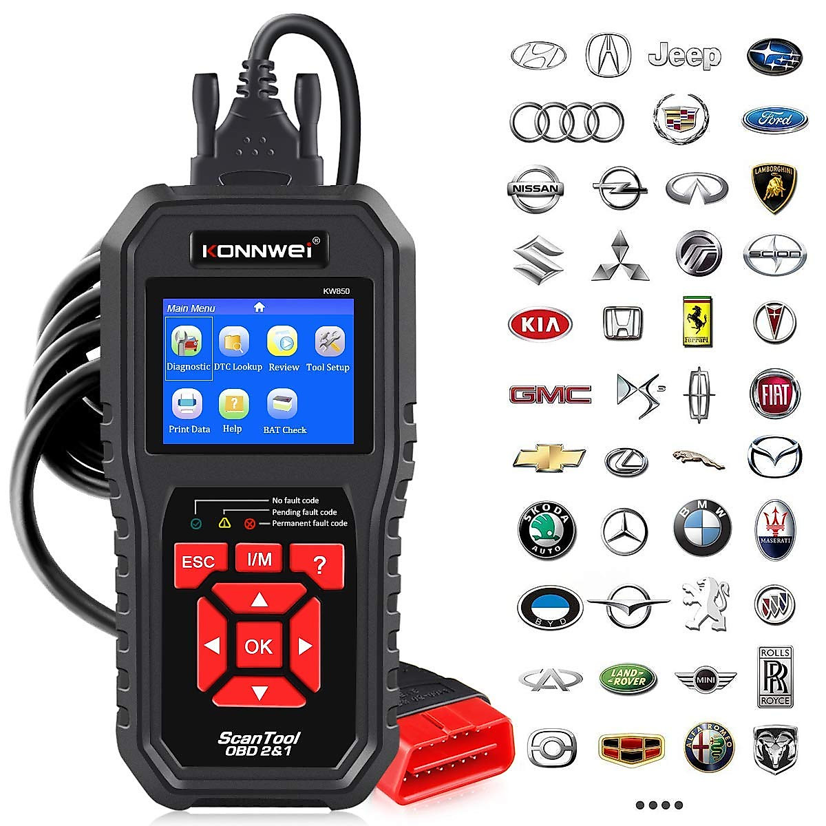 KW600 Battery Tester + KW850 OBD2 Scanner