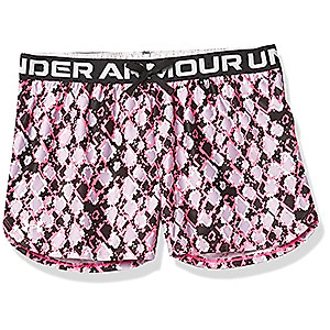 Under Armour Girls Play Up Printed Shorts, Cerise (653)/White, Large