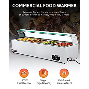 WILPREP Commercial Food Warmer for Parties Hotels Restaurants, 1200W Buffet Server and Warmer, 4pc Electric Warming Tray for Food or Sauces, Catering Food Warmer with 4 Stainless Steel Chafing Dishes