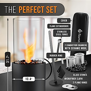 Flammtal - Freestanding Fire Pit [8h Burning Time] - Large Standing Ethanol Fireplace for Indoor & Outdoor - Smokeless Fire Pit with Adjustable Flame - Portable Indoor Fire Pit - Patio Fire Pit