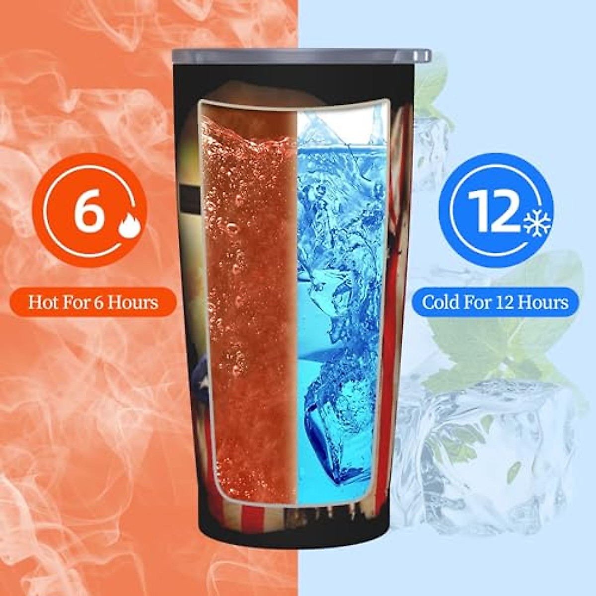 DEUASS American Christianity Cross Patriotic Flag 20oz Tumbler With Lid And Straw Stainless Steel Vacuum Insulated Coffee Travel Mug Thermal Cup For Outdoor