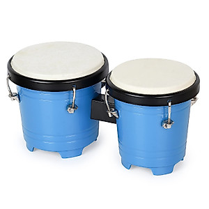 MUSCELL Bongos for Kids,5" and 6" Plastic Small Bongo Drums,Natural Sheepskin Head,w/ 8pcs Egg Shakers,for Baby Children Special Christmas Birthday Gift - Blue