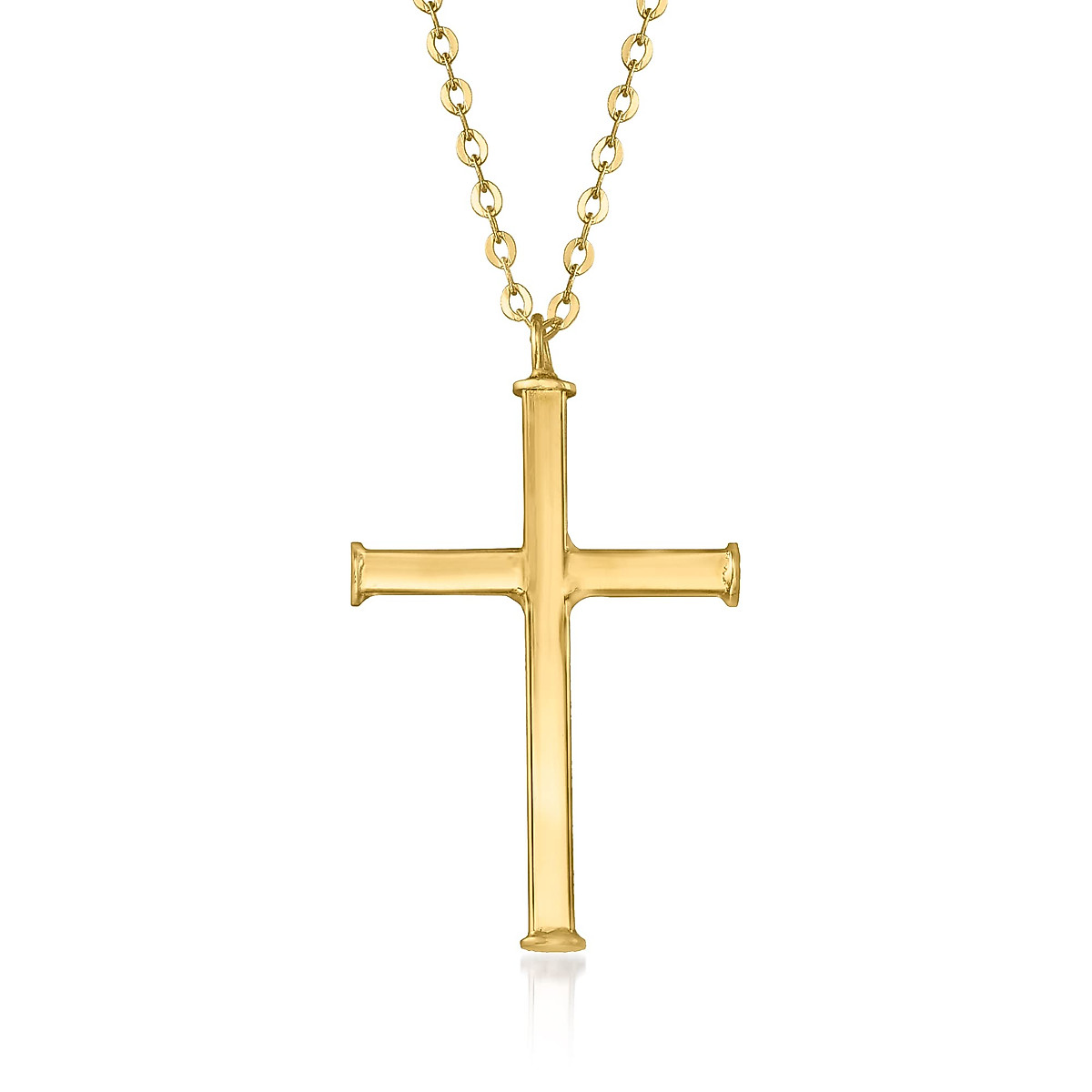 Ross-Simons Italian 14kt Yellow Gold Cross Necklace. 20 inches