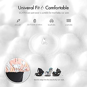 Car Seat Cover for Babies Boy&Girl, CCATTO Infant Carseat Canopy, Skylight Ventilation Design, 2 Layers Windows, Breathable Adjustable Universal Fit Baby Carrier Cover for Spring Autumn Winter