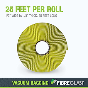 Fibre Glast High-Temp No-Leak Vacuum Seal Tape, Yellow, 25ft – Vacuum Bagging Supplies, Vac Purge Kits – for Carbon, Fiberglass, Epoxy & Resin Composites – Made in USA