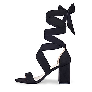 Elisabet Tang Women's Sandals Chunky Heels For Lace Up Block Heels Open Toe Crisscross Strappy sandals Heel Sandals Fashsion Casual Prom Shoes For Women Black Size 10