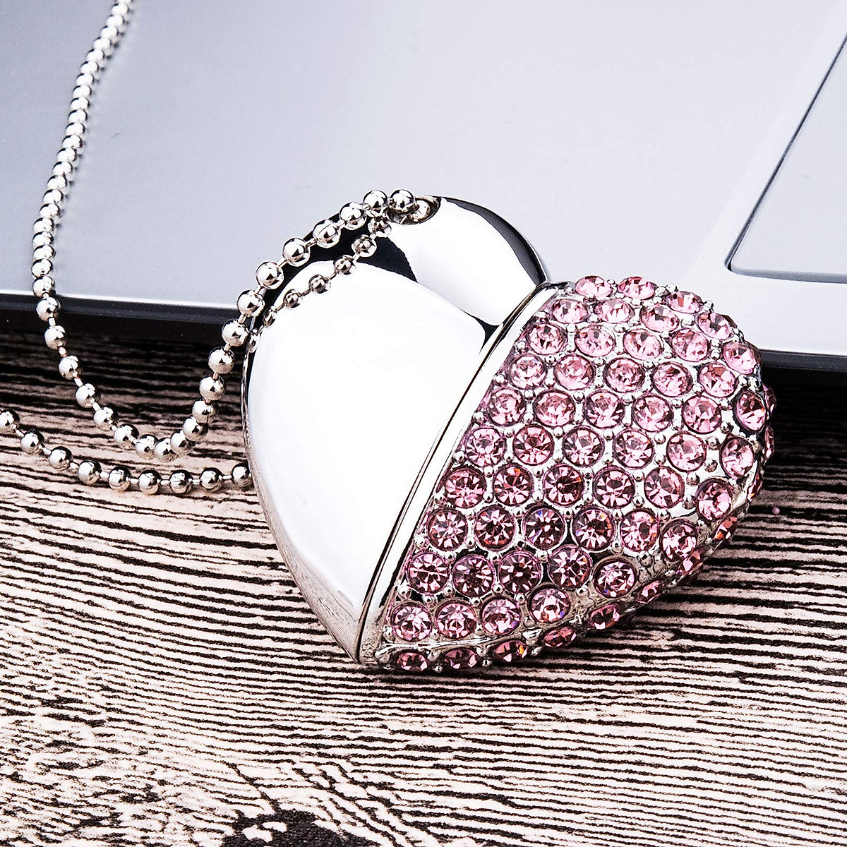 KOOTION 64GB Heart-Shape Pendant USB Flash Drive Cordiform USB2.0 Memory Stick Heart Flash Drive, Pink