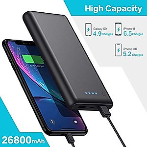Portable Charger 26800mAh【2022 Upgrade High Capacity】Power Bank Ultra Compact External Battery Pack Backup with 4 LED Lights,Dual USB High-Speed Charging Compatible with iPhone 13 Samsung Android etc