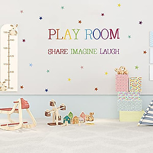 Playroom Wall Decor Kids Playroom Wall Decals Share Imagine Laugh DIY Wall Stickers for Nursery Playroom Decoration (Crazy Orange)