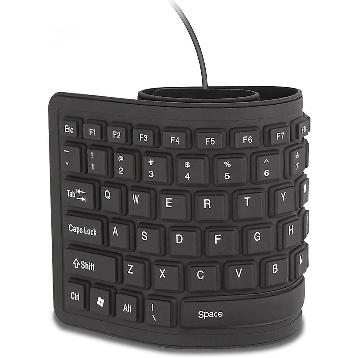 sungwoo Foldable Silicone Keyboard USB Wired Waterproof Rollup Keyboard for PC Notebook Laptop (All Black)