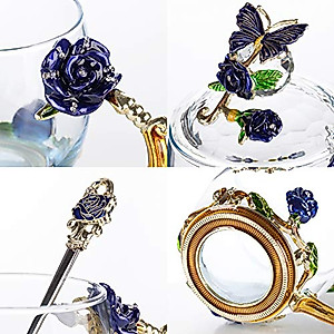 BTaT- Tea Cups with Lids, Pack of 2, Glass Tea Cup, Fancy Tea Cups, Gifts for Women, Tea Mugs for Women, Flower Tea Cup, Blown Glass, Tea Cup Gift, TeaCup, Tea Sets for Women