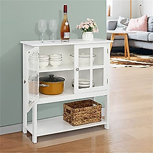 SEASD MDF CNC Painted Sideboard FCH 80 * 28 * 83.8cm Transparent Double Door Double Internal Compartment with Bottom Storage Shelf