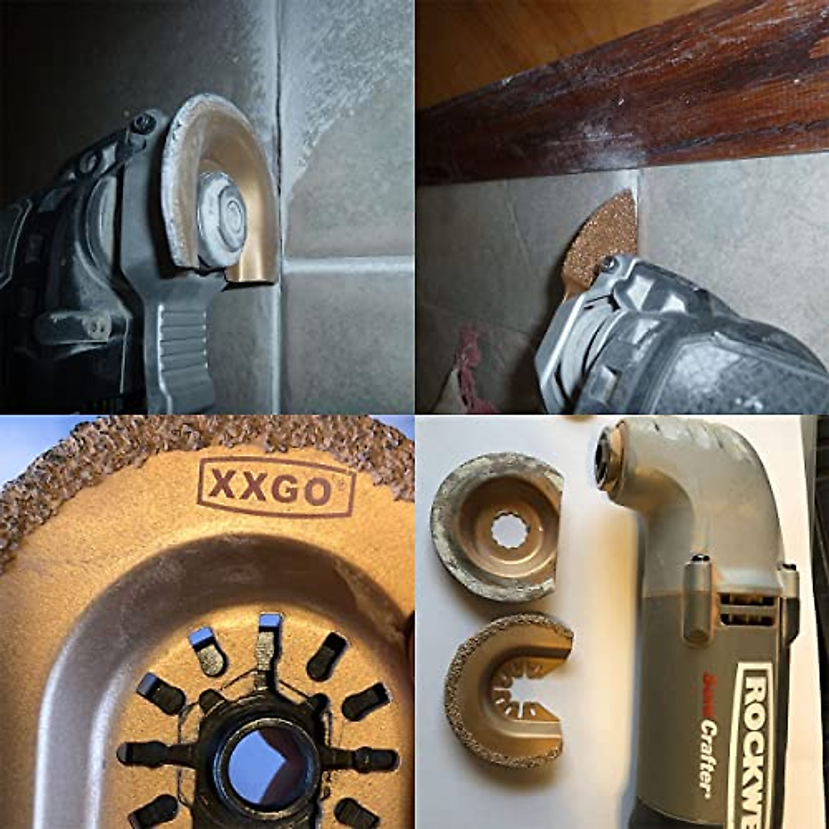 XXGO 6 Pcs Multi Tool Blades Carbide for Grit Grout Removal Compatible with Bosch Chicago Craftsman Dewalt Dremel Fein Genesis Harbor Freight Makita Milwaukee Porter Cable Ridgid Ryobi Rockwell XG8510