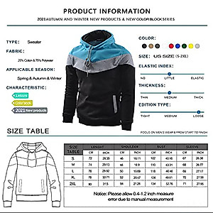 Mooncolour Men's Novelty Color Block Hoodies Cozy Sport Autumn Outwear Black/Grey/Blue M Black US Medium