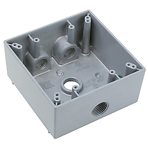 Legrand Pass & Seymour WPB342 Weatherproof Outdoor Box, 2 Gang, 4 Hole 3/4", 30.5 Cubic Inch, Gray (1 Count)
