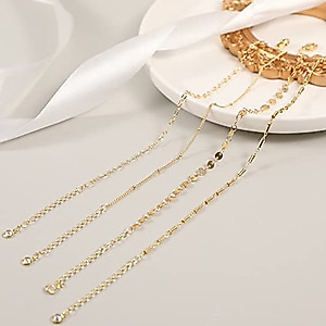 Tasiso Gold Bracelets for Women 14K Gold Jewelry for Women Cute Heart Beaded Bracelets for Women Lip Cuban Link Paperclip Chain Anklet Dainty Bracelet Pack Gifts for Women Girls