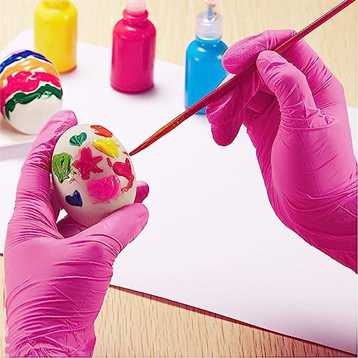 SwiftGrip Powder-Free Nitrile Gloves, Medium, 50ct Box - 3-mil, Disposable, Latex-Free, for Kitchen, Cleaning, Estheticians, Hair Stylist - Pink/Fuchsia