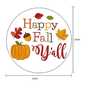 WRAPAHOLIC Happy Fall Y'all Stickers - Pumpkin Design for Holiday/Party Decoration and Gift Wrap - 2 x 2 Inch 500 Total Labels