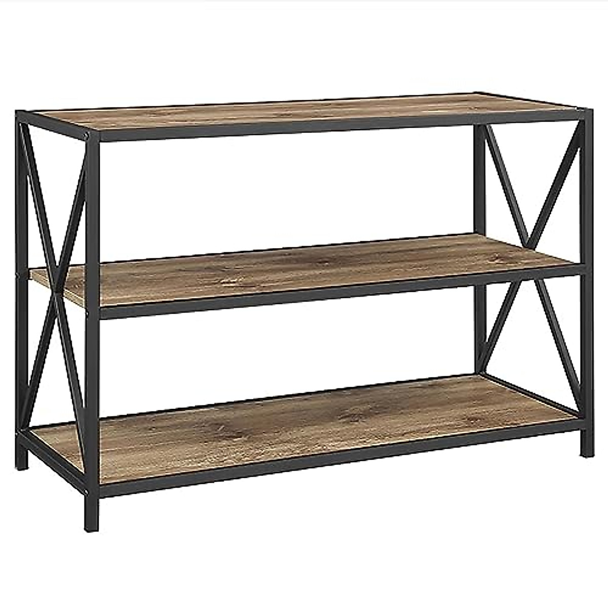 Beyideal 3 Tier Open Shelf Industrial Wood Metal Bookcase Home Office Storage, 40 Inch, Barnwood