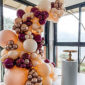 Burgundy Maroon Balloon Garland Arch Kit, 114Pcs Burgundy Gold and Cream Ivory Balloons for Birthday Valentines Day Wedding Bachelorette Bridal&Baby Shower Engagement Thanksgiving Friendsgiving Party Decoration Supplies