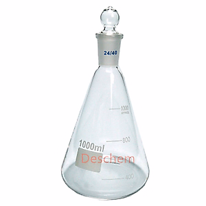 Deschem Glass Erlenmeyer Flask,Lab Conical Bottle with 24/40 Ground Joint Stopper