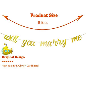 Etaredkj Gold Glitter Will You Marry Me Banner for Bachelorette Party Decor Bridal Shower Wedding Engagement Party Supplie