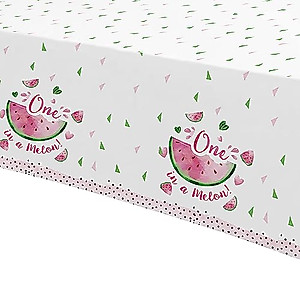 Xigejob One in A Melon Party Tablecloth Decorations - Disposable Watermelon First Birthday Party Supplies Table Cover, Watermelon 1st Birthday Decorations Table Cloth - 2 Pack (54in x 108in)