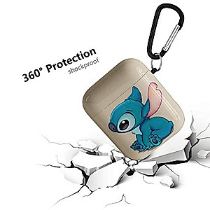 Liashi Stitch Aripod Personalise Custom, AirPod Case Cover Compatiable with Apple AirPods 1st/2nd,Full Protective Durable Shockproof Drop Proof with Keychain Compatible, Black, Small