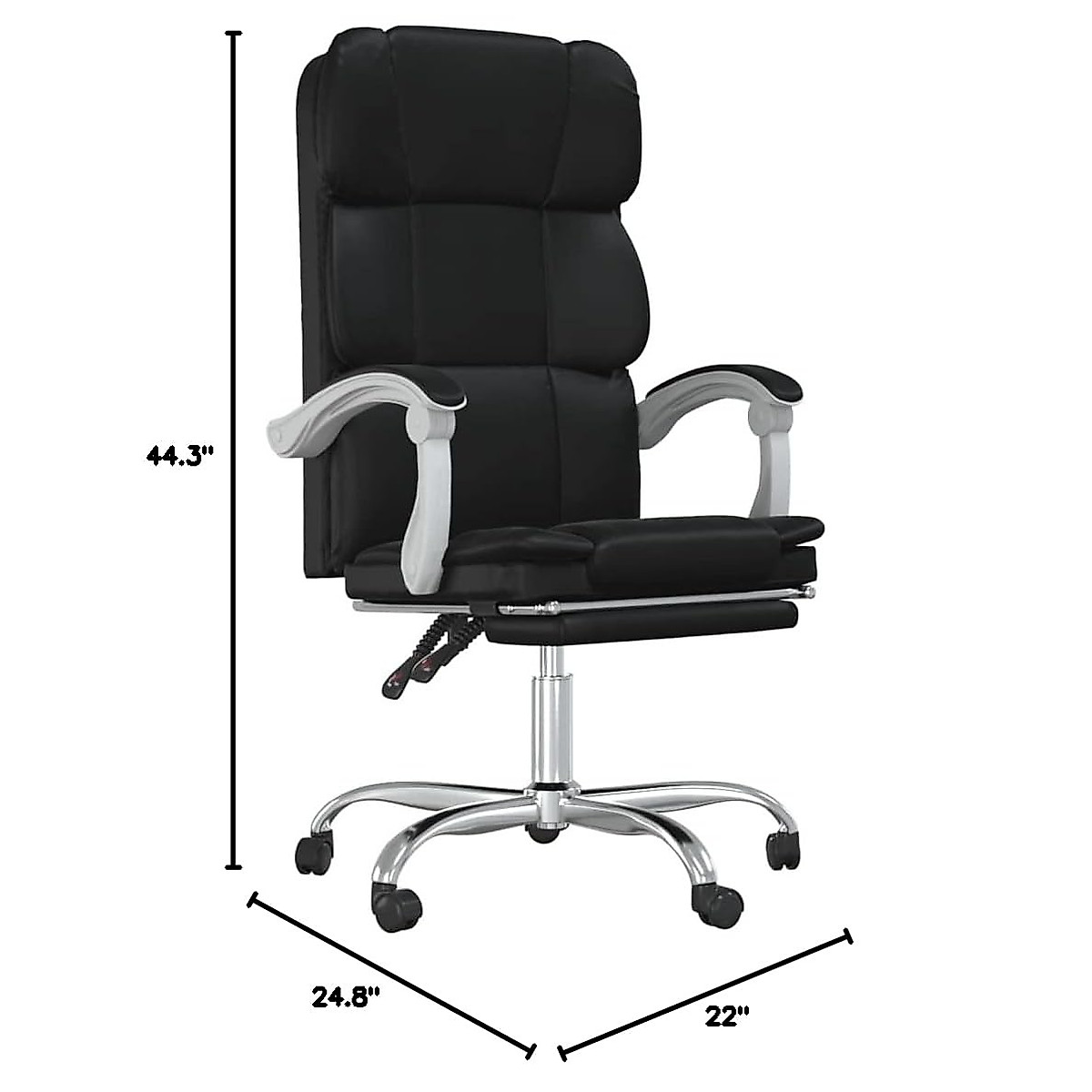Reclining Office Chair,with Rolling Wheels with Adjustable seat Height Suitable for Office, Home, Study Space, Conference Room or Play Facility Black Faux Leather