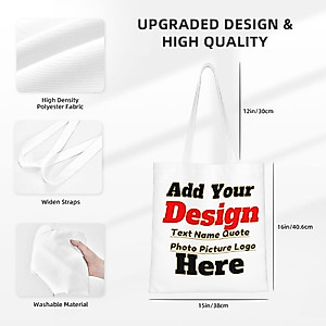 Customize Tote Bag Custom Canvas Tote Shopping Bag Your Own Logo Picture Text Name Personalized Gifts For Business Travel Birthday Wedding Holiday