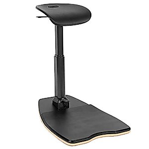 VIVO Ergonomic Leaning Perch Chair for Standing Desk, Portable Height Adjustable Posture Stool with Anti-Fatigue Mat for Home and Office, Black, CHAIR-S02M