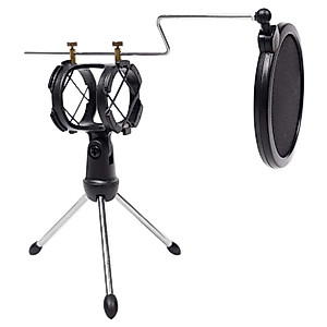 Rockville RTMS21 Desktop Tripod Microphone Stand with Pop Filter + Shock Mount