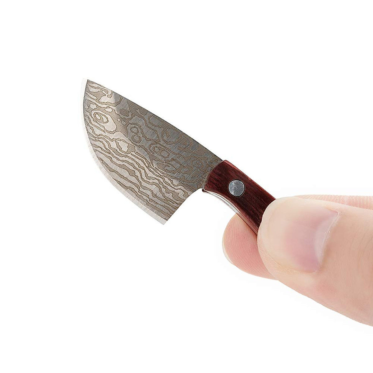 PUOSUO EDC Multi-Function Keyring Mini Pocket Knife Keychain Stainless Steel Necklace Knife-Damascus Pattern (A)