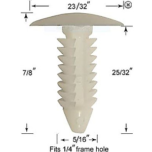 Vinyl Strap Fastener - Rivet - Pins for Patio Furniture | Fit 1/4" Hole | Quantity of 50 (White)