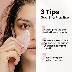 ROSELYNBOUTIQUE Gua Sha Facial Tools Natural Quartz Healing Crystal - Face Massager Guasha Skin Care Tool for Men Women (Rose Quartz)