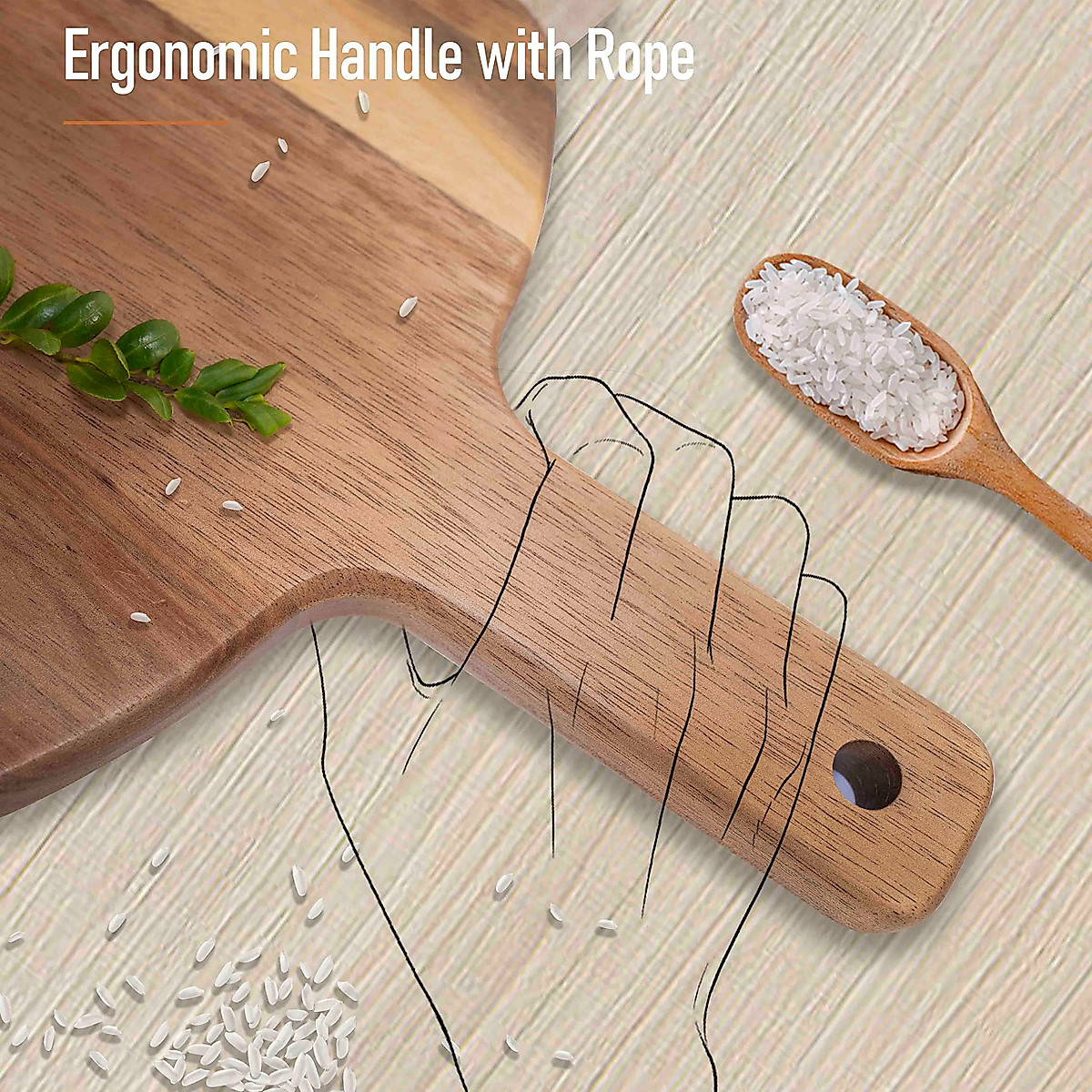 Acacia Wood Cutting Board with Handle,Wooden Charcuterie Board for Meat,Cheese Board,Bread,and Charcuterie-Decorative Wooden Serving Board for Kitchen Butcher Block Carving Board for Kitchen