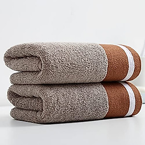 YiLUOMO 100% Cotton Brown Hand Towel Set of 2 Highly Absorbent Soft Hand Towel for Bathroom Home 13 x 29 Inch