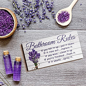 Jetec 2 Pieces Bathroom Wall Decor Bathroom Rules Flower Wall Art Funny Ocean Beach Bathroom Signs Rustic Bathroom Wooden Signs Farmhous