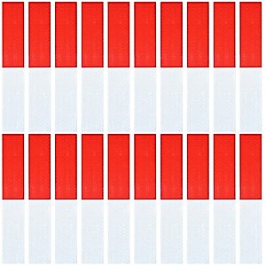 SOCOMAN Reflective Tape, Outdoor Waterproof Conspicuity Safety Caution Warning Self-Adhesive Tape Trailer Reflector for Cars, Trucks, Trailers, Boats, Road Signs, 2" × 12"(Red/White) (20 Pcs)