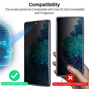 LK 2 Pack Samsung Galaxy S20 FE Privacy Screen Protector + 2 Pack Lens Protector [Not Support Fingerprint Sensor], 9H Tempered Glass, Scratch & Peep-Proof, Case-Friendly, Alignment Tool Attached