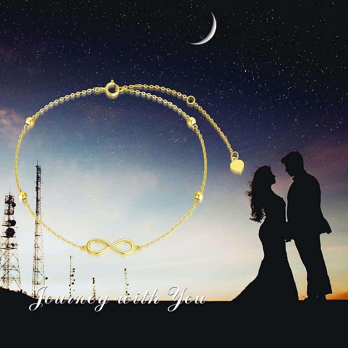 14K Solid Gold Infinity Bracelets Jewelry for Women, Real Gold Love Knot Bracelet Birthday Jewelry for Wife, Mom, Girlfriend, 6.5+1+1 inch