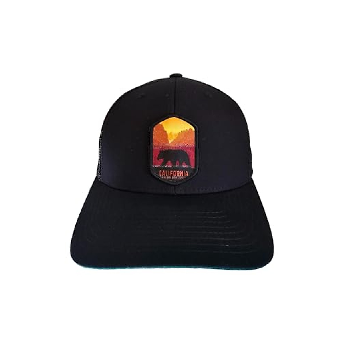 California Trucker Hat w/Golden State Bear Patch (Black/Black)