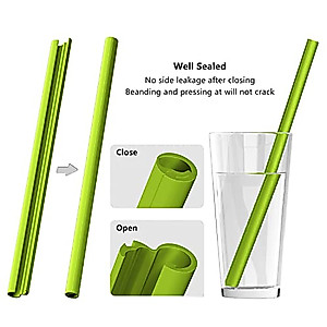 5Pcs Reusable Silicone Straws, Food Grade Openable Drinking Straw, BPA Free Snap Straws,Open for cleaning, Flexible Straw Hot & Cold Compatible for Home,Party,Travel